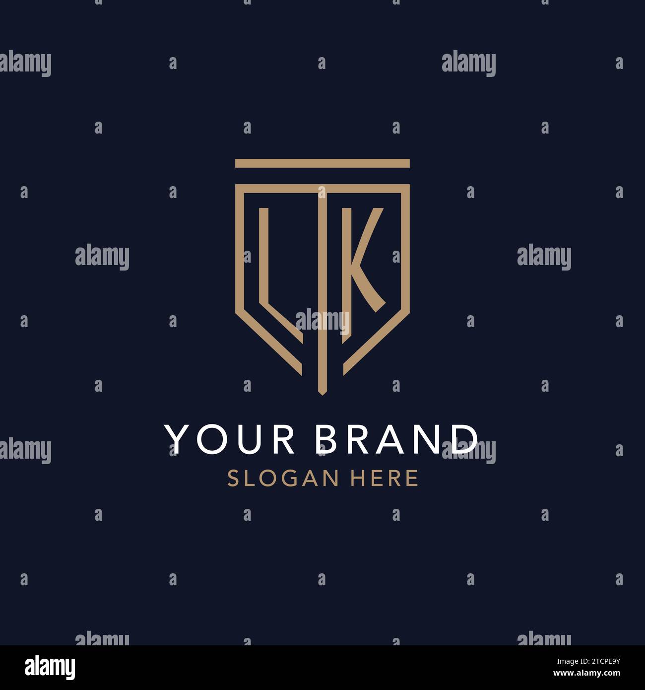 LK initial logo monogram with simple luxury shield icon design ...