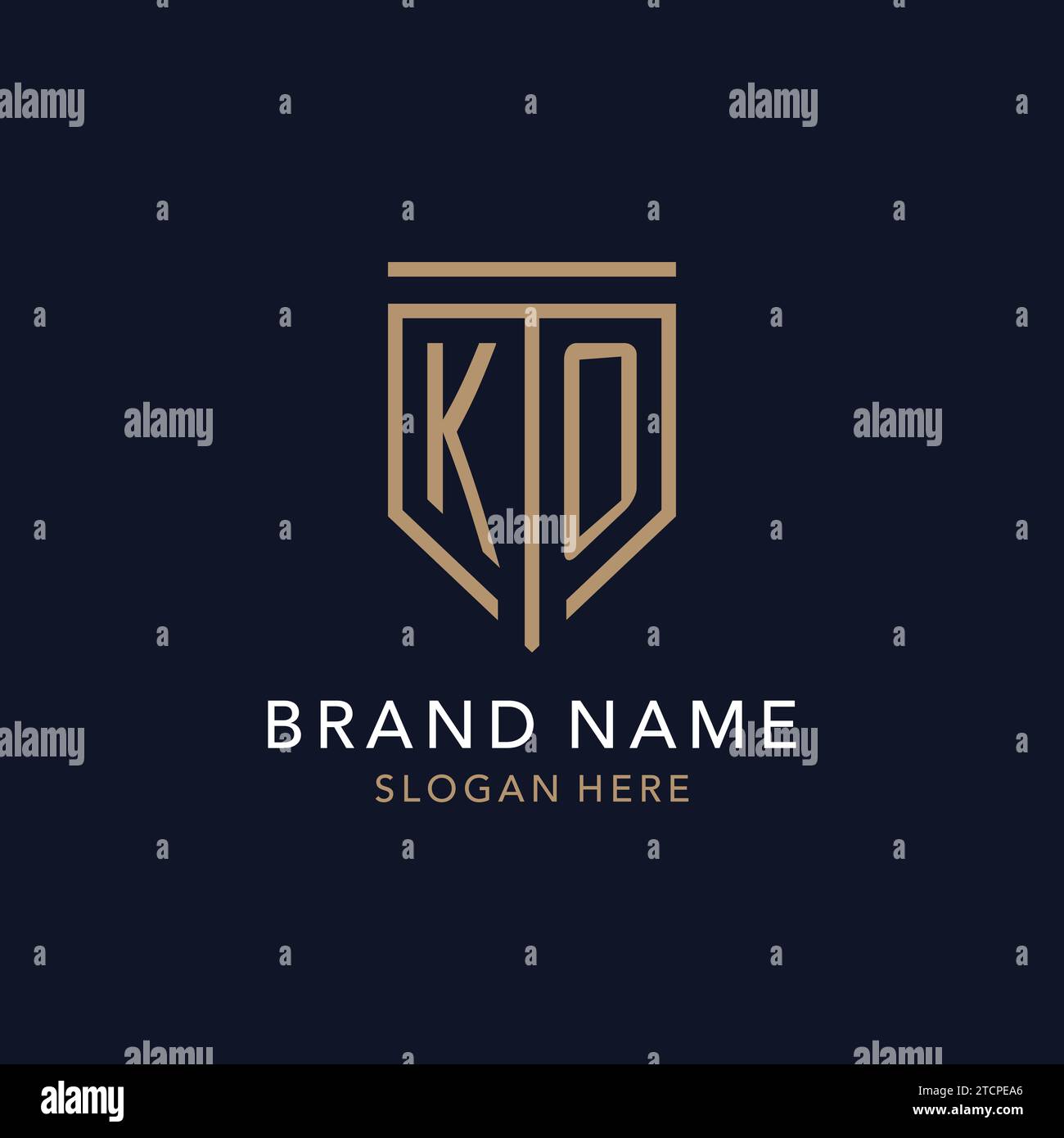 KO initial logo monogram with simple luxury shield icon design ...