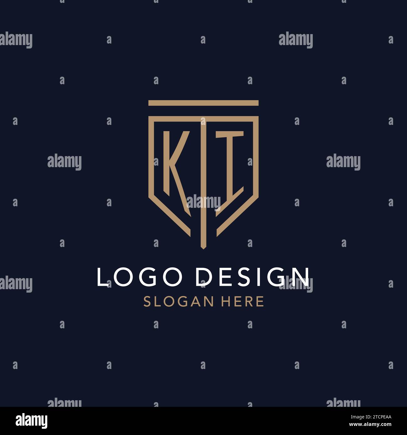 KI initial logo monogram with simple luxury shield icon design ...