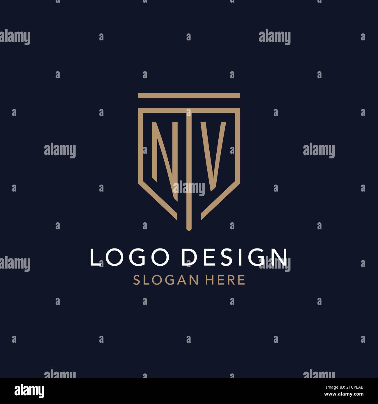 NV initial logo monogram with simple luxury shield icon design ...
