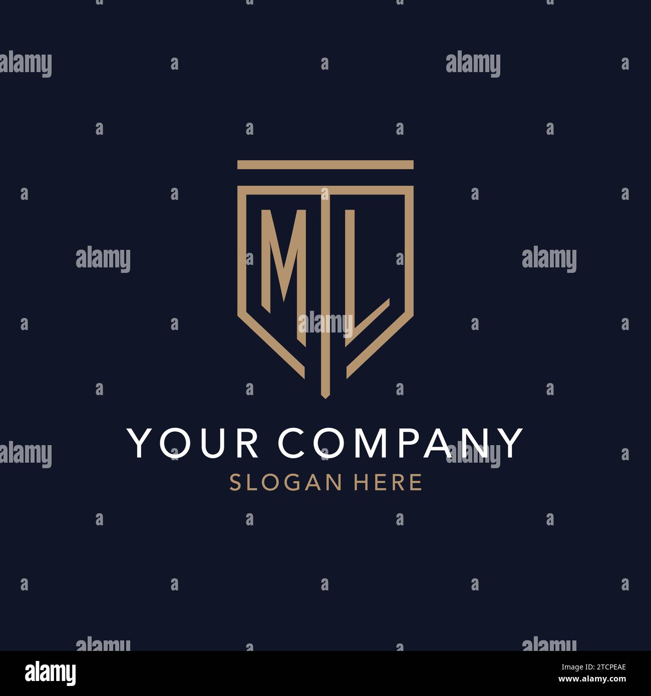ML initial logo monogram with simple luxury shield icon design ...