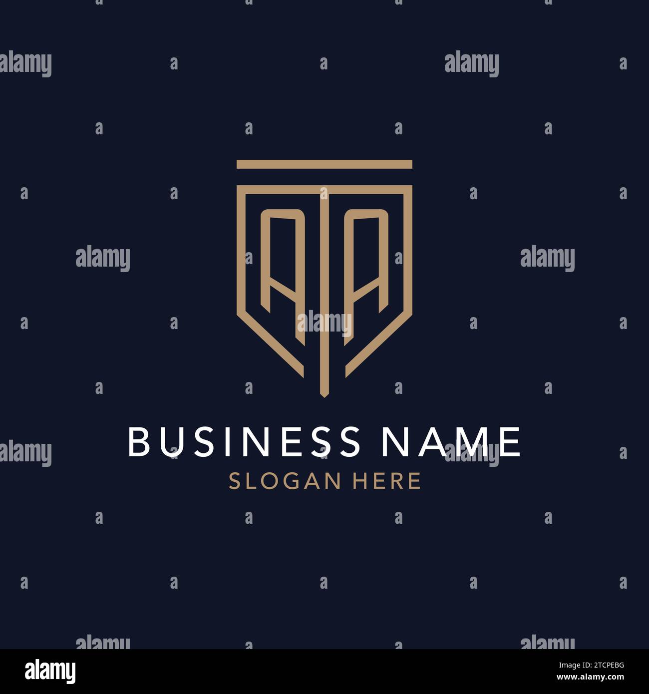 AA initial logo monogram with simple luxury shield icon design ...