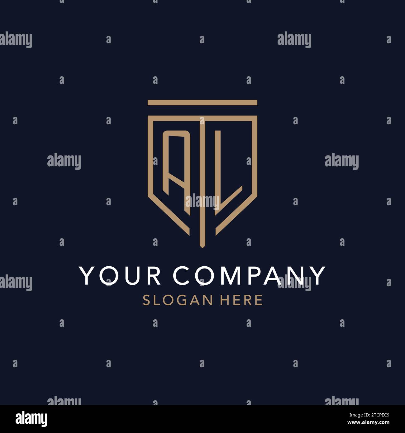 AL initial logo monogram with simple luxury shield icon design ...