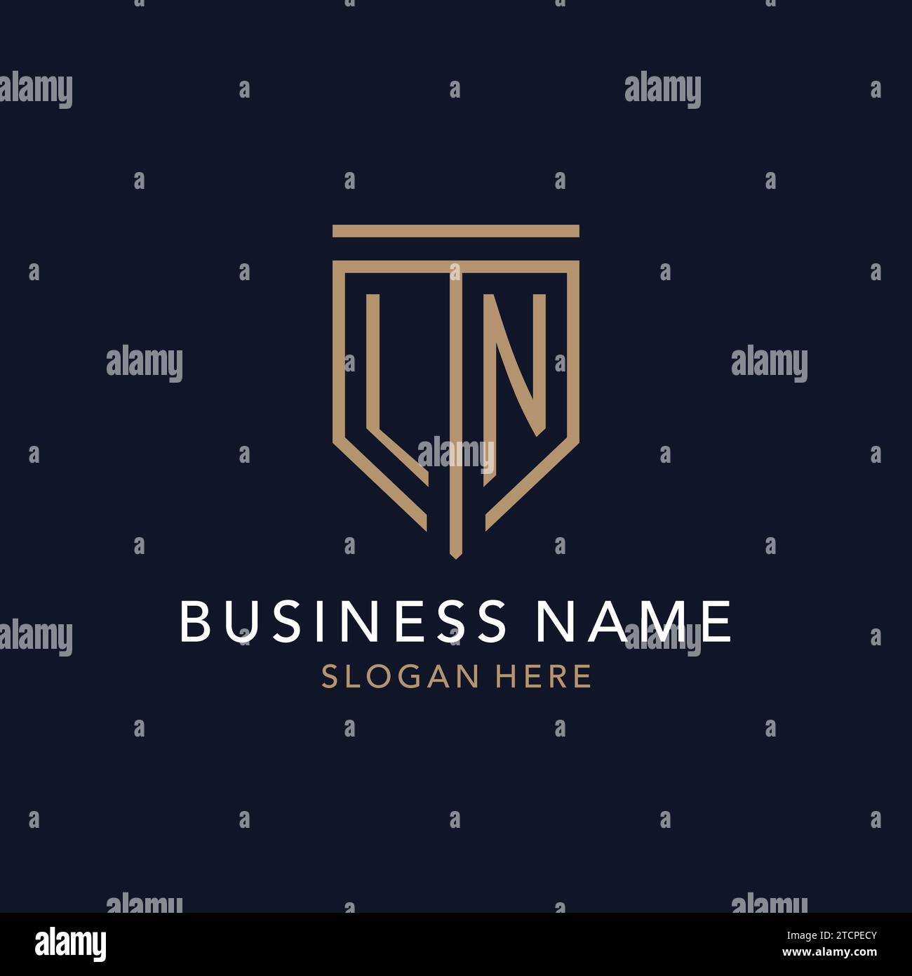 LN initial logo monogram with simple luxury shield icon design ...