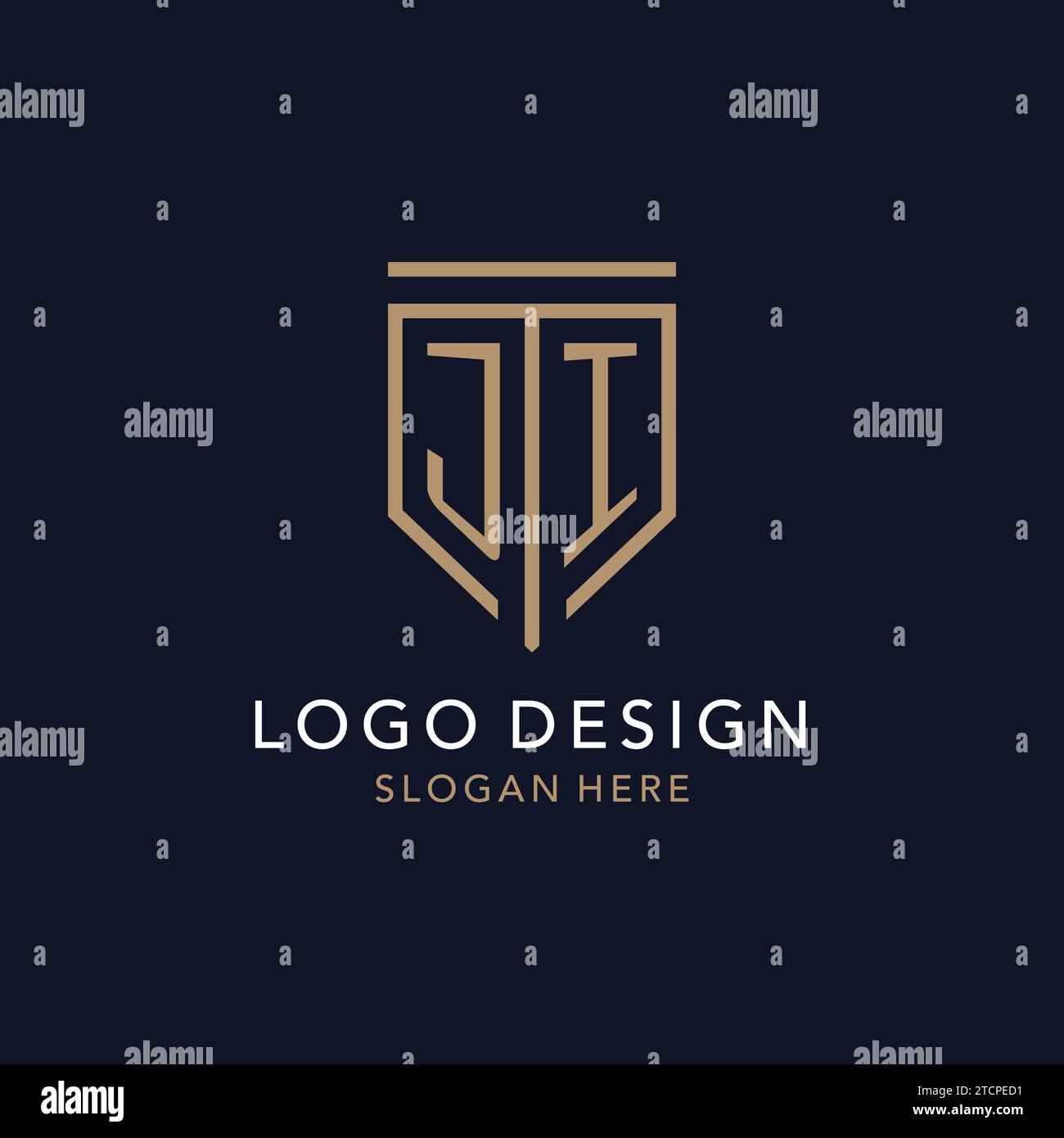 JI initial logo monogram with simple luxury shield icon design ...