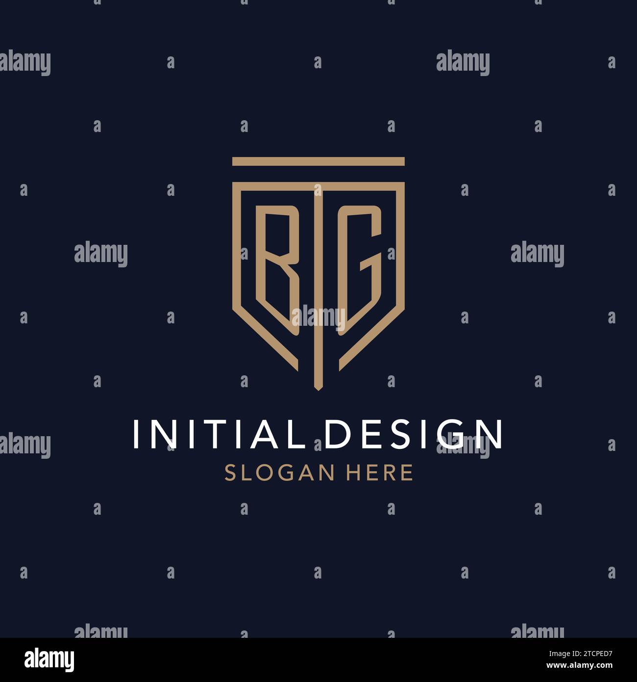 BG initial logo monogram with simple luxury shield icon design ...