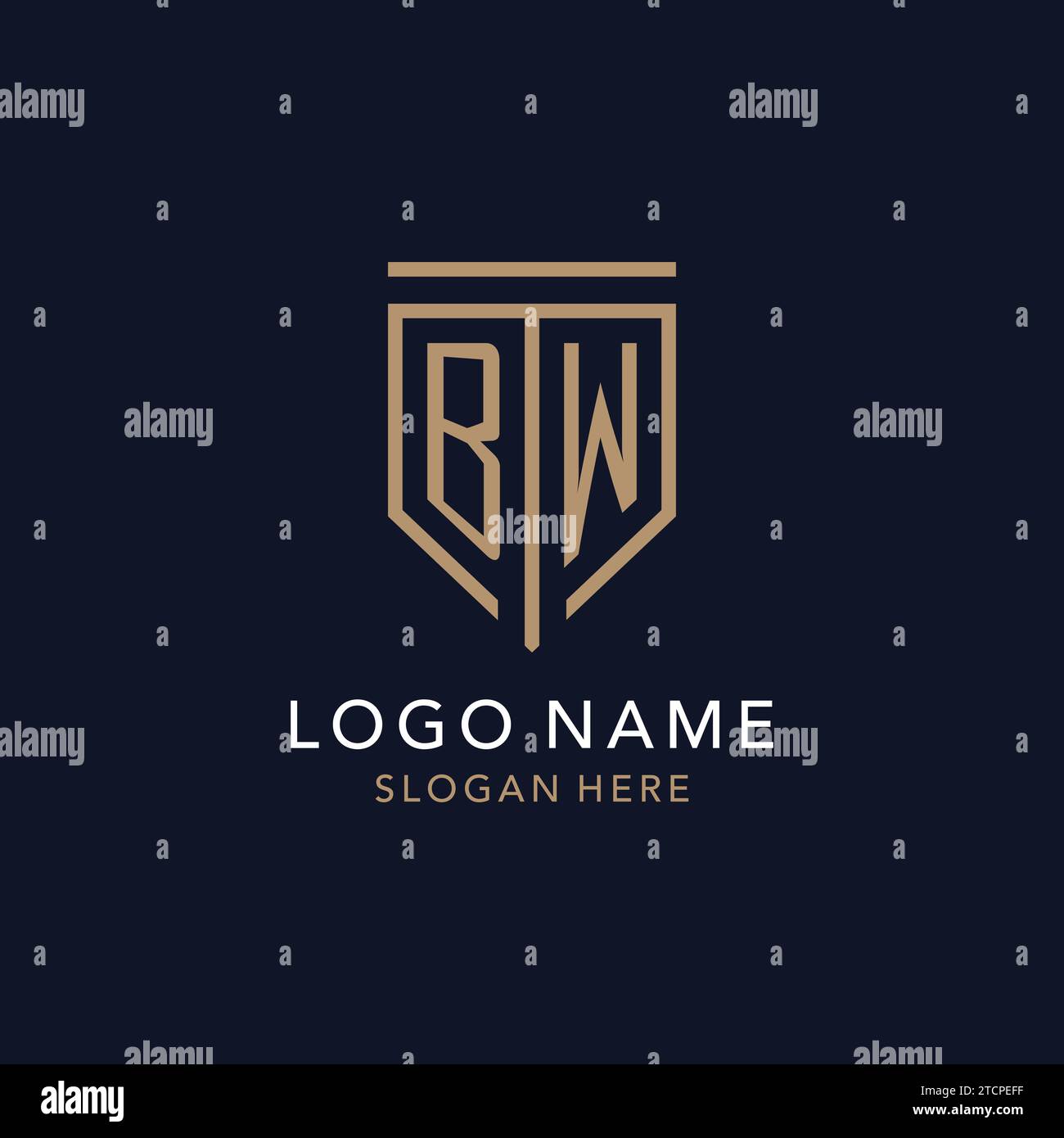 BW initial logo monogram with simple luxury shield icon design ...