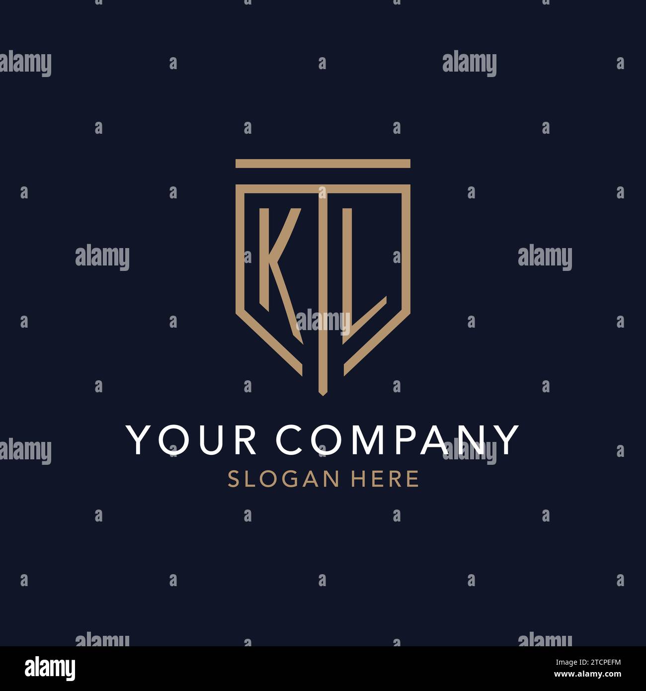 KL initial logo monogram with simple luxury shield icon design ...
