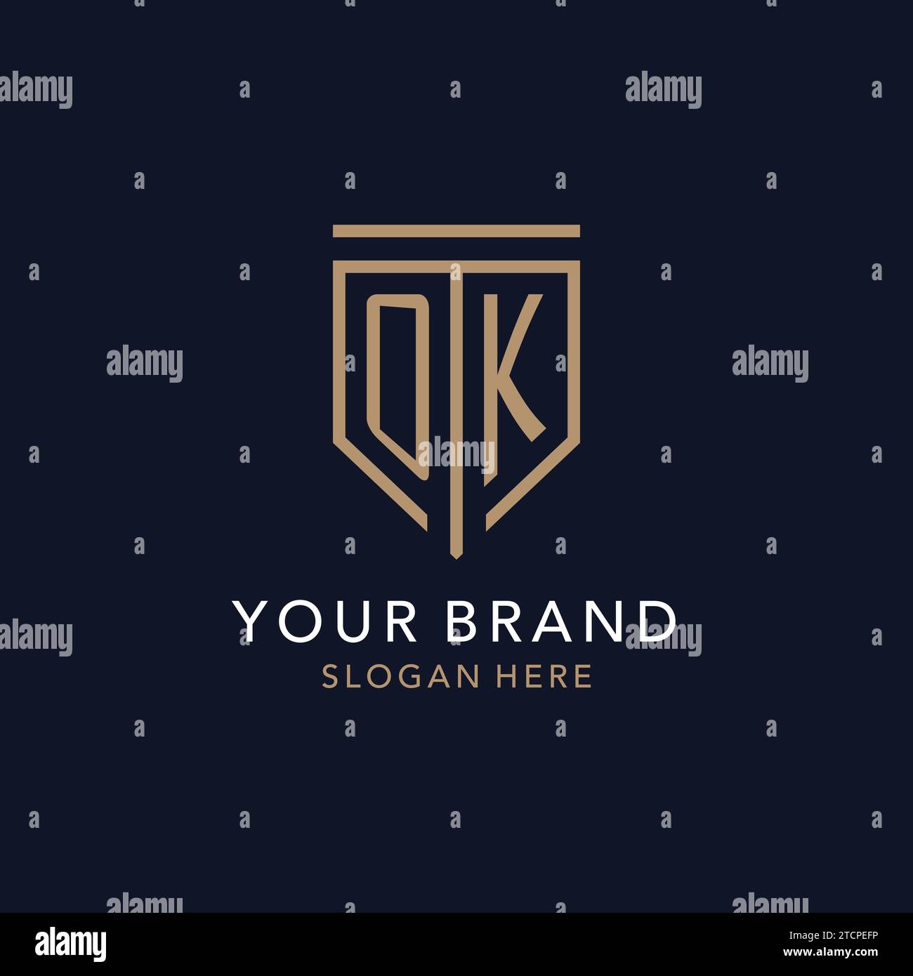 OK initial logo monogram with simple luxury shield icon design ...
