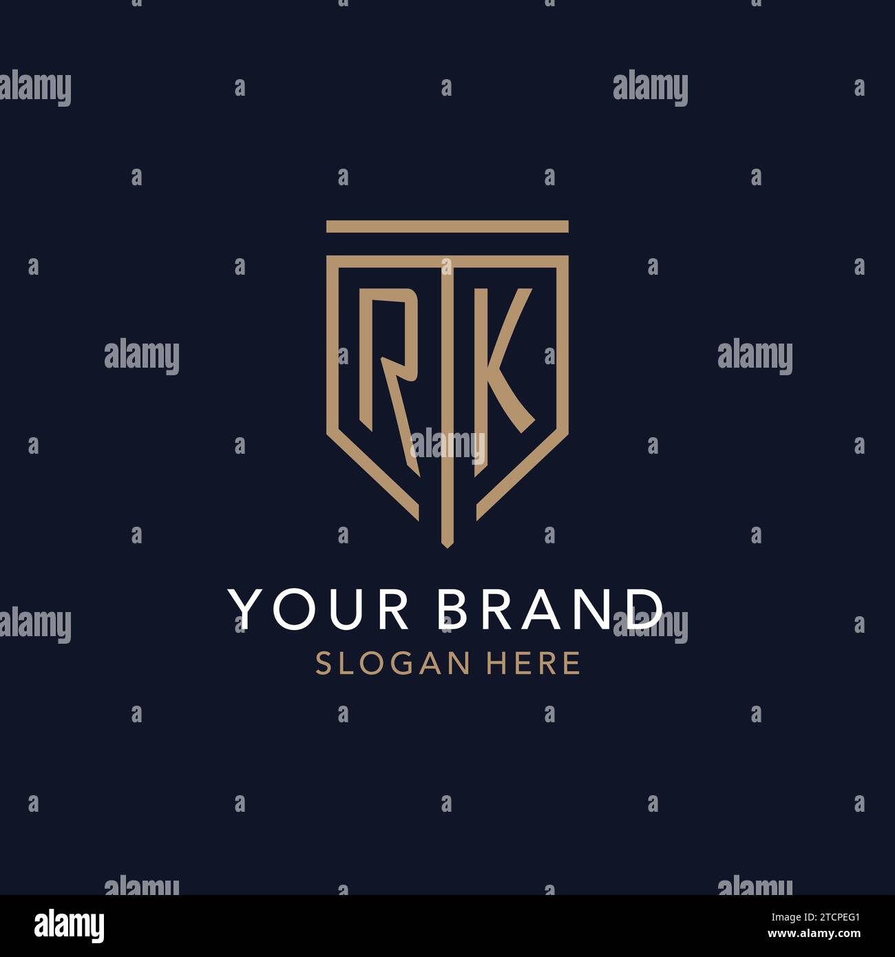 RK initial logo monogram with simple luxury shield icon design ...