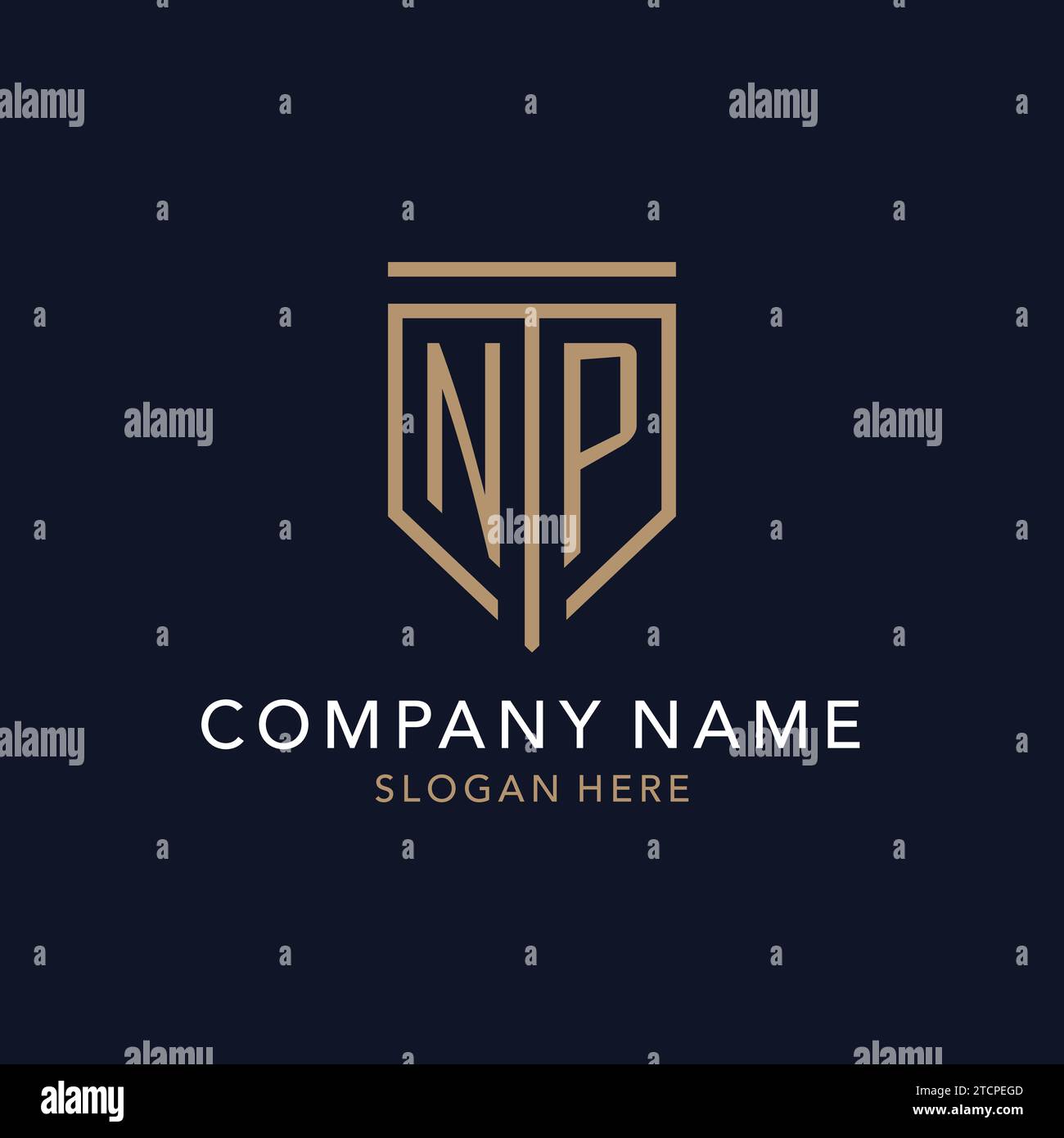 NP initial logo monogram with simple luxury shield icon design ...