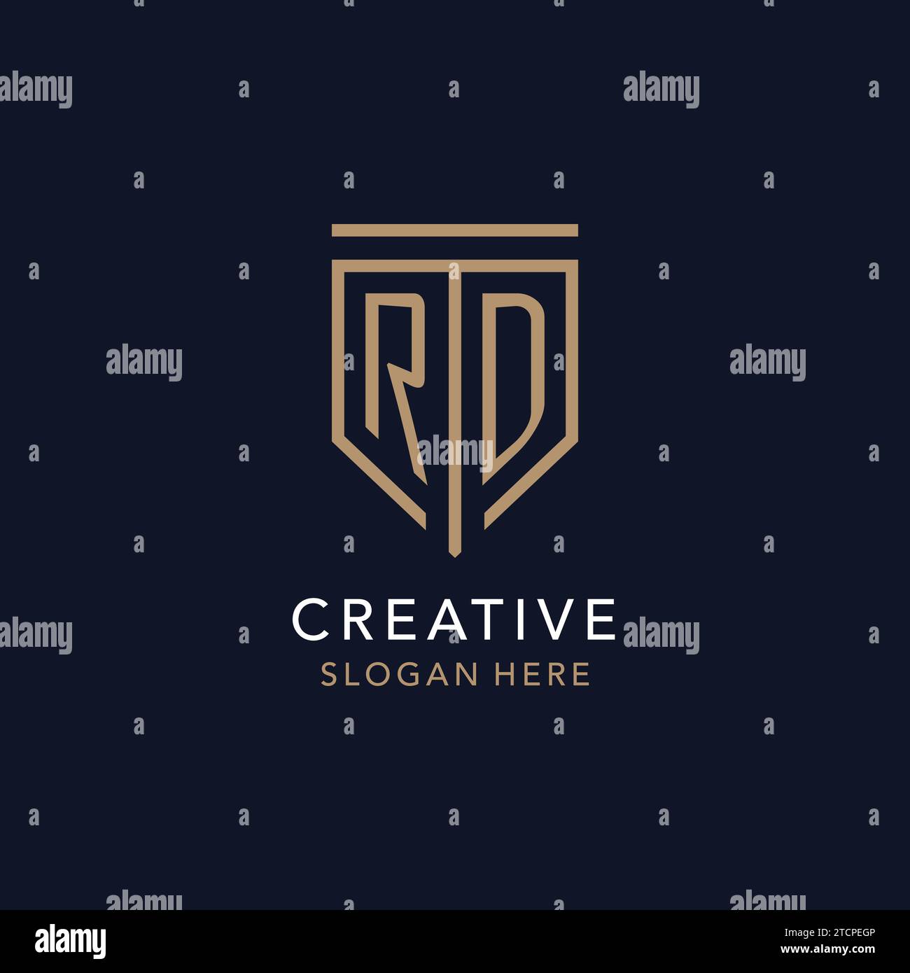 RD initial logo monogram with simple luxury shield icon design ...
