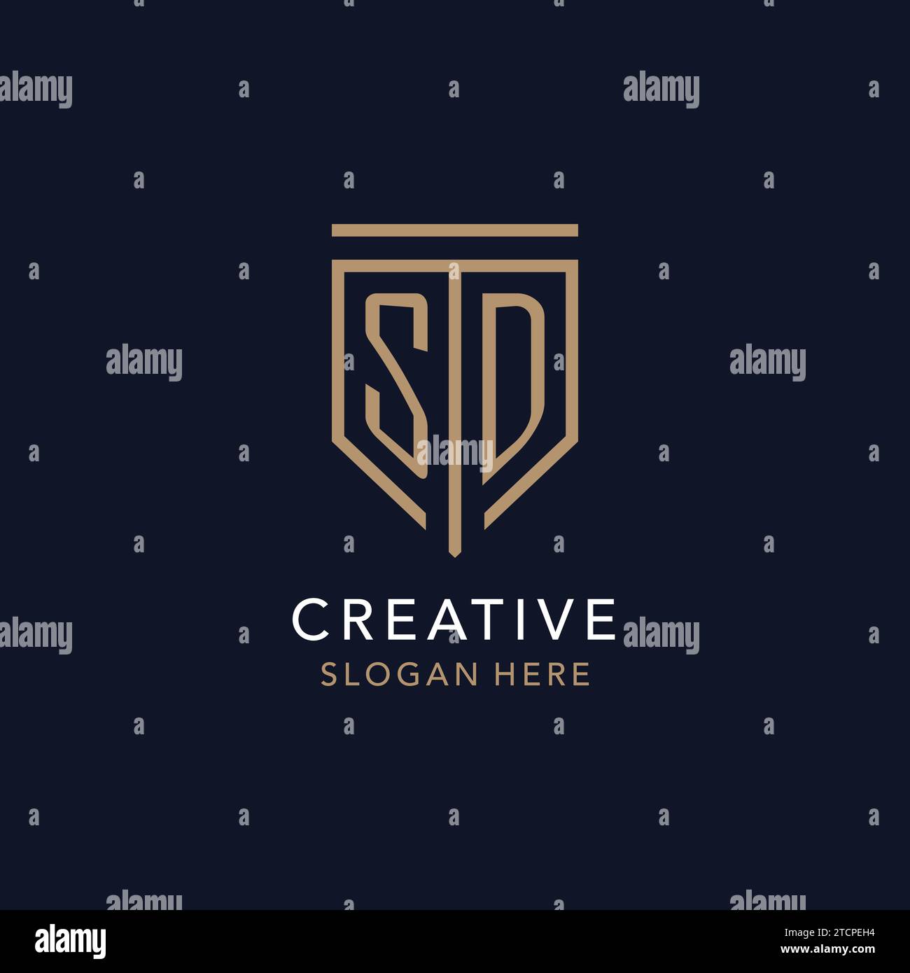 SD initial logo monogram with simple luxury shield icon design ...