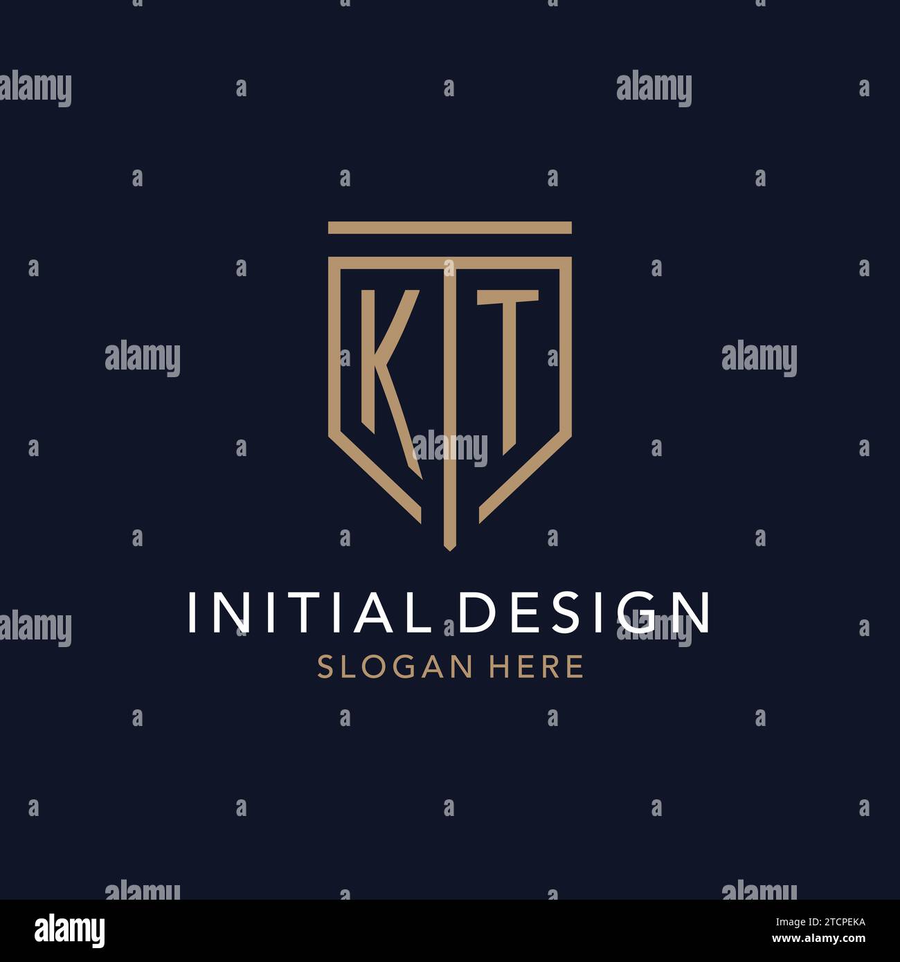 KT initial logo monogram with simple luxury shield icon design ...