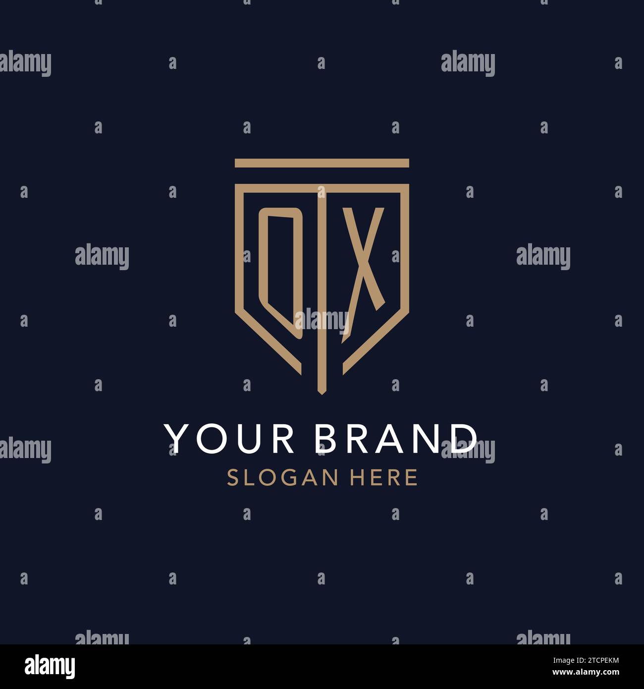 OX initial logo monogram with simple luxury shield icon design ...