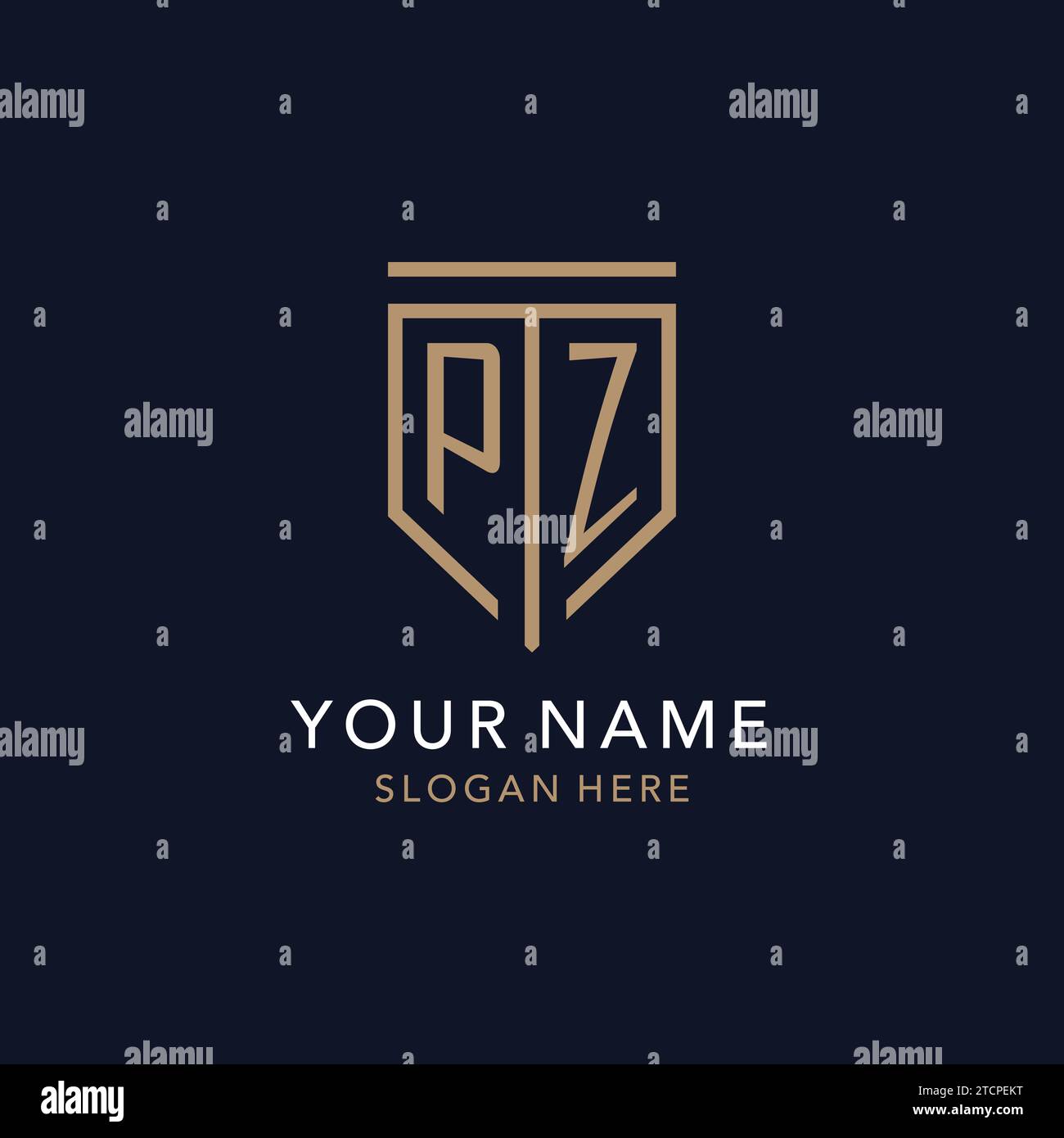 PZ initial logo monogram with simple luxury shield icon design ...