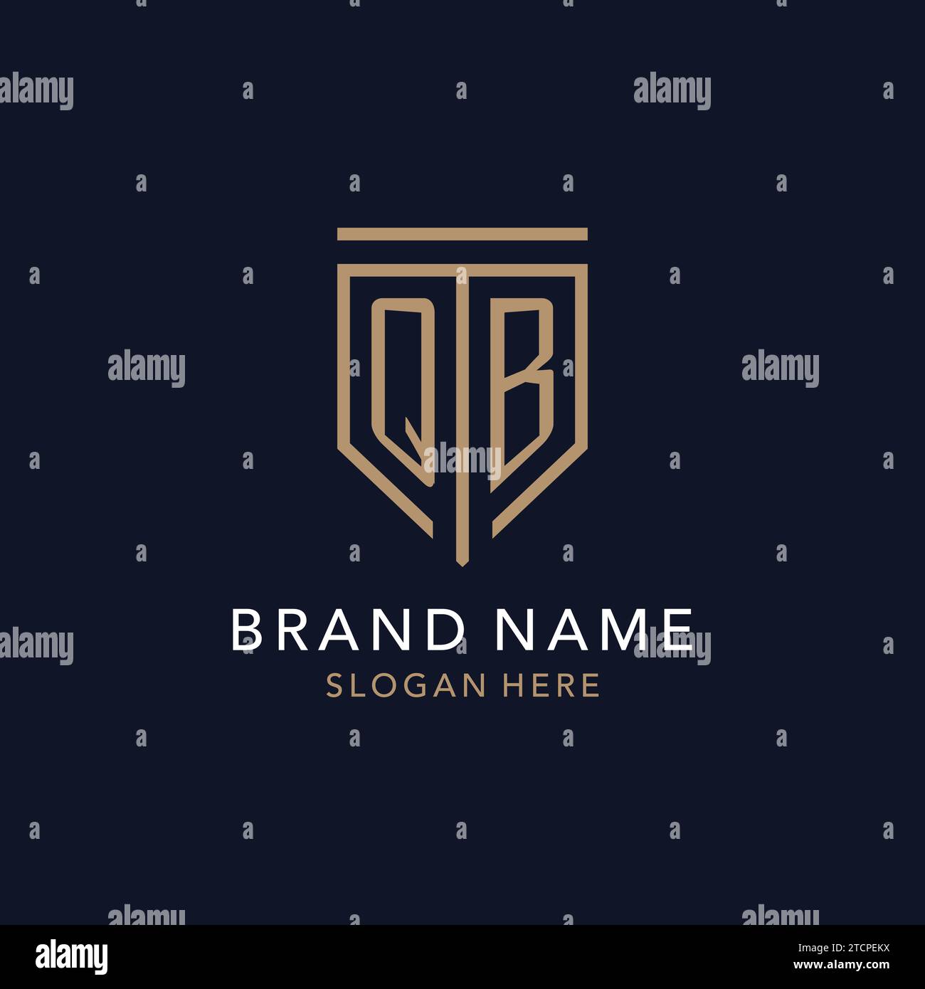 QB initial logo monogram with simple luxury shield icon design ...