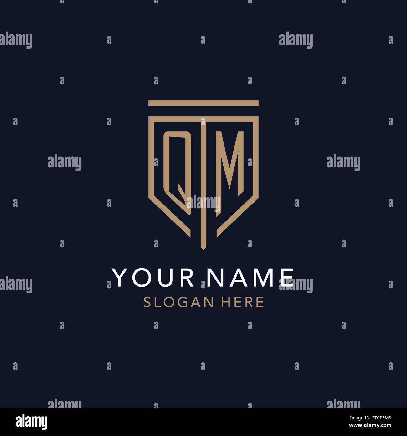 QM initial logo monogram with simple luxury shield icon design ...
