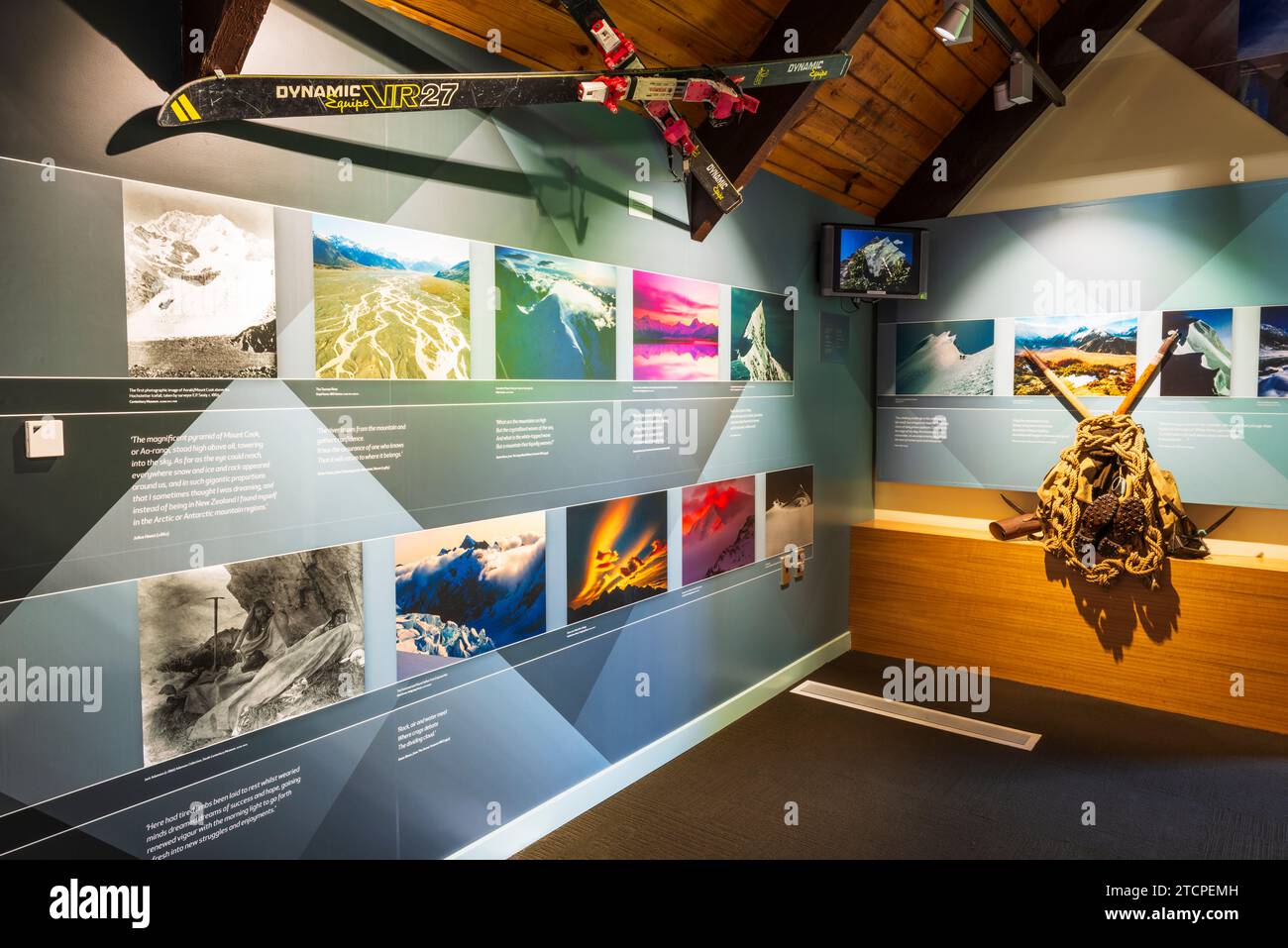 Interpretive display in the visitor center, Aoraki Mount Cook National ...