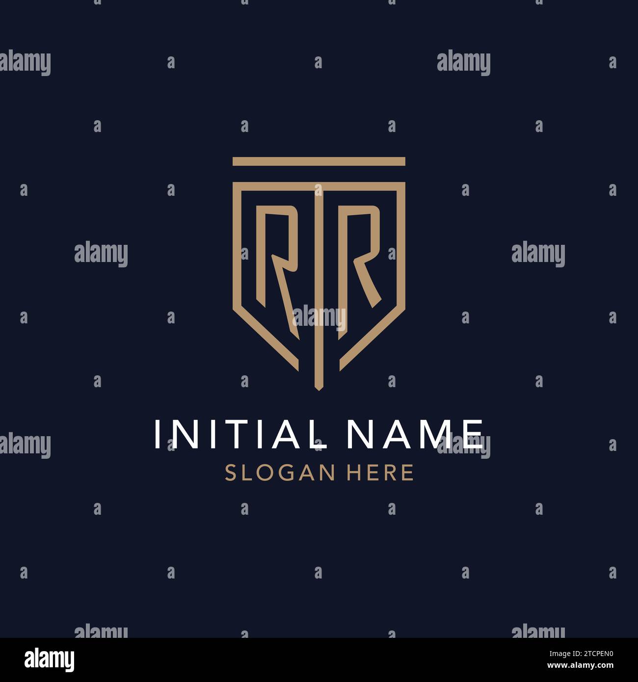 RR initial logo monogram with simple luxury shield icon design ...