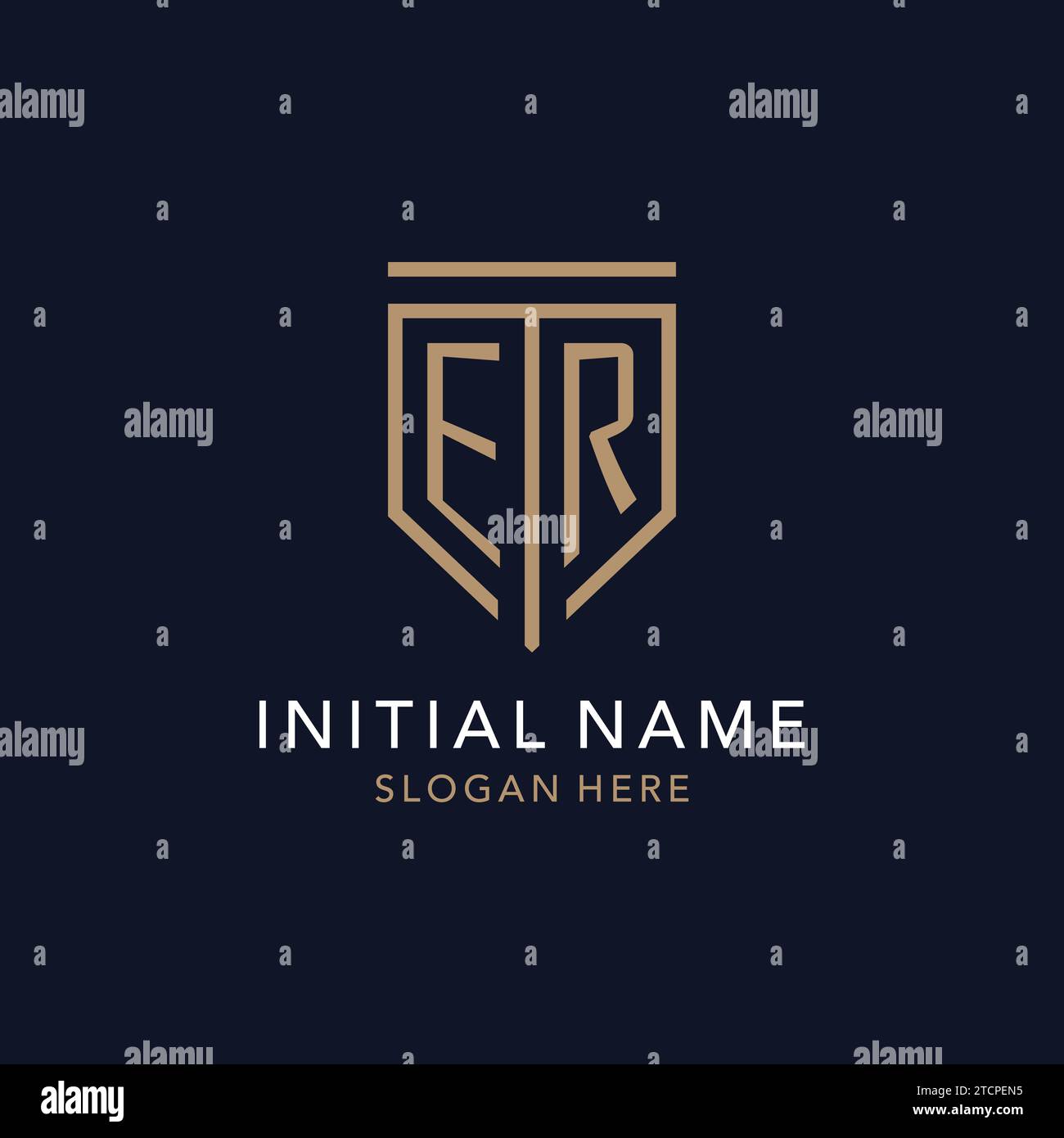 ER initial logo monogram with simple luxury shield icon design ...