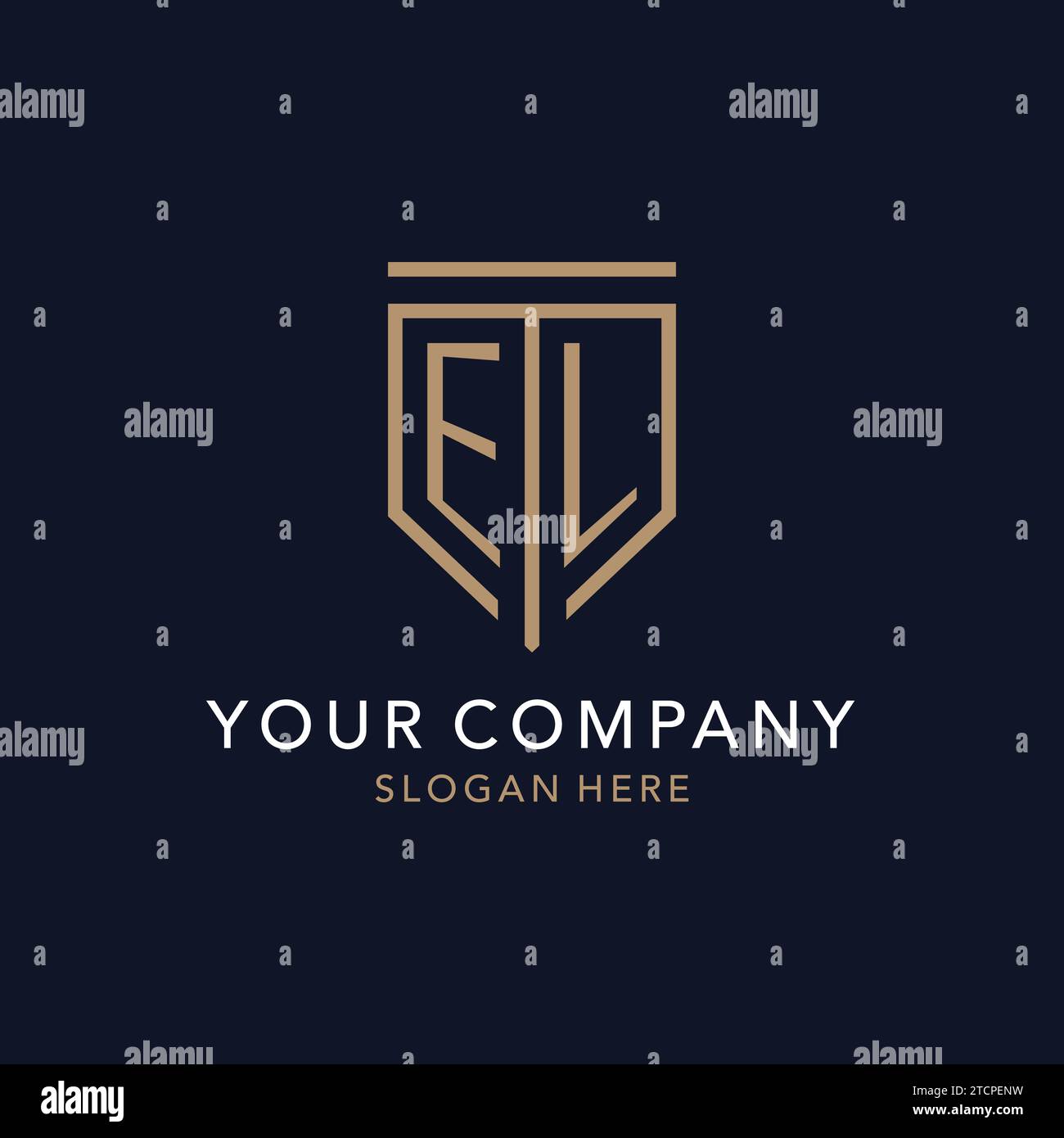 EL initial logo monogram with simple luxury shield icon design ...