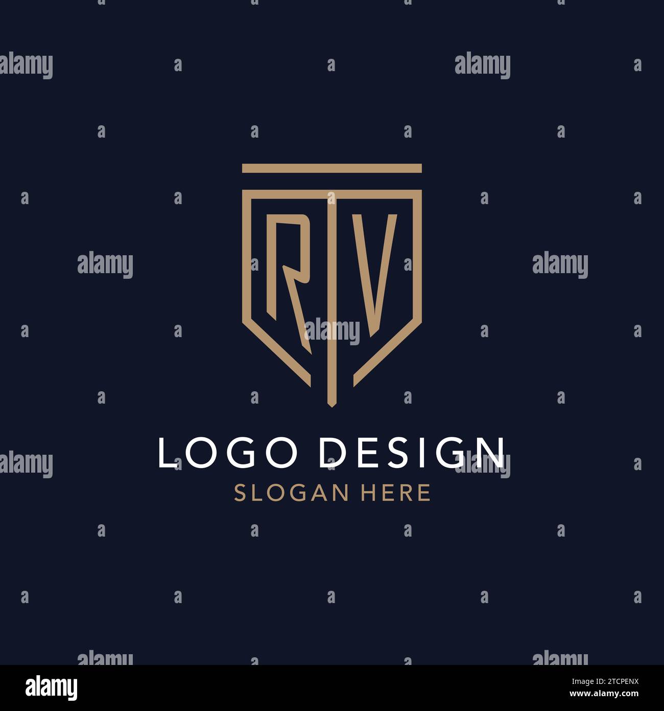 RV initial logo monogram with simple luxury shield icon design inspiration Stock Vector Image ...