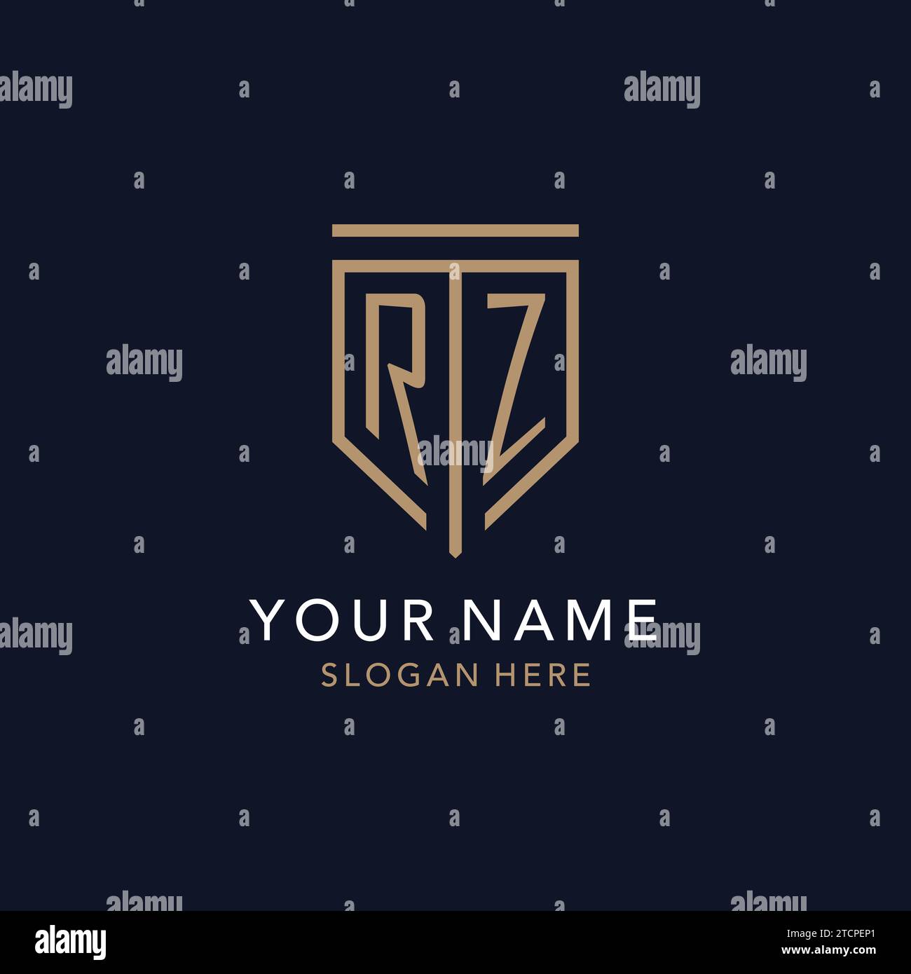 RZ initial logo monogram with simple luxury shield icon design ...