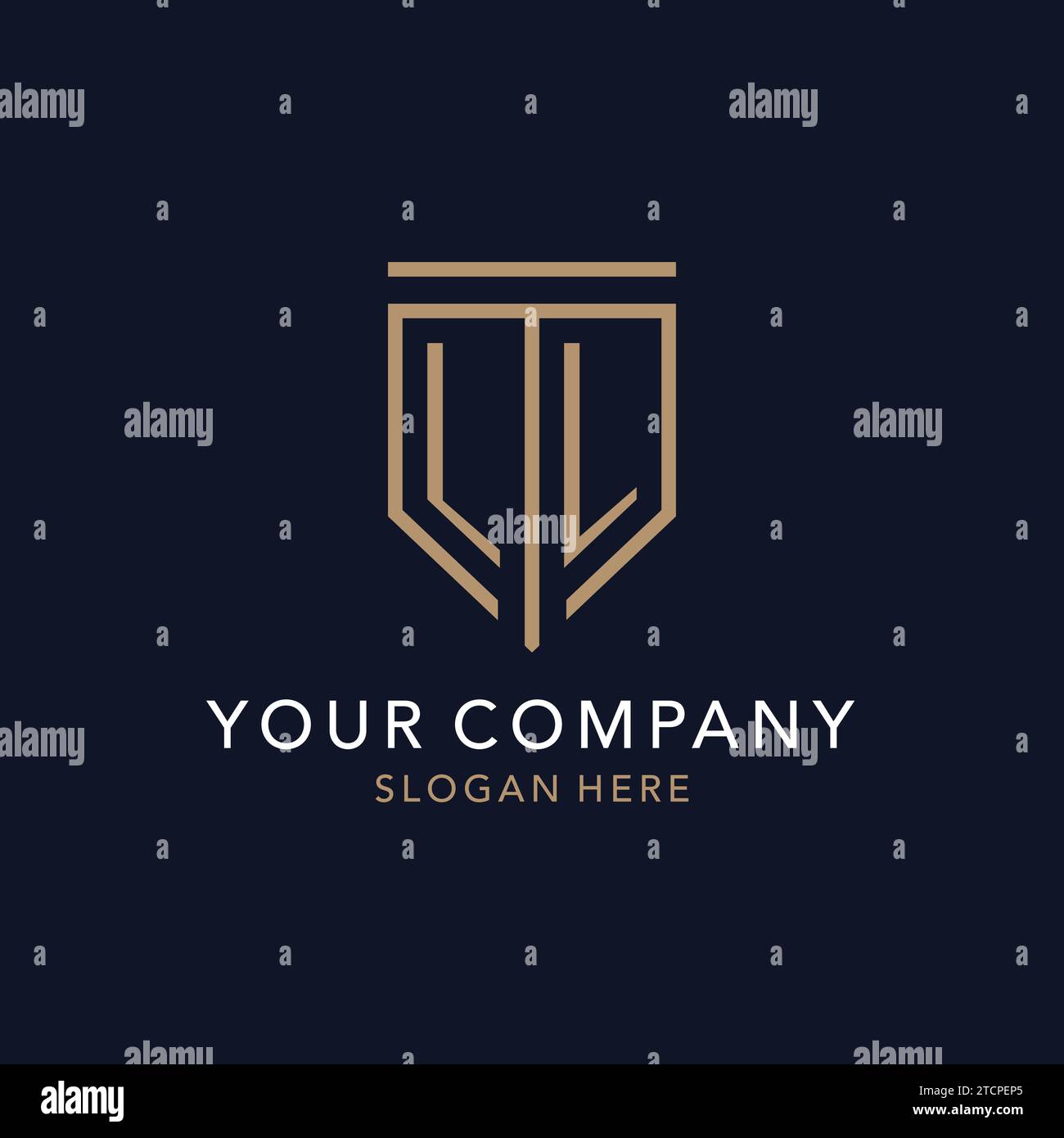 LL initial logo monogram with simple luxury shield icon design ...