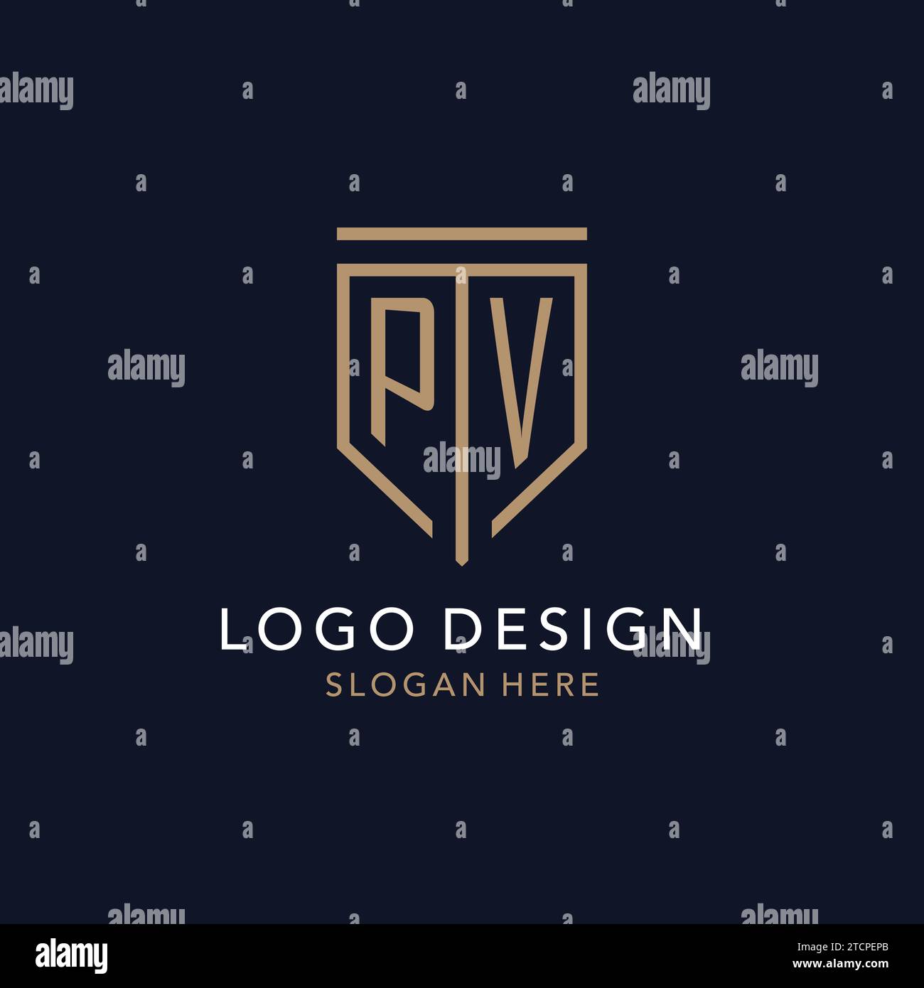 PV initial logo monogram with simple luxury shield icon design ...