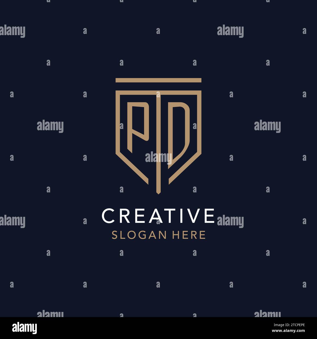 PD initial logo monogram with simple luxury shield icon design ...