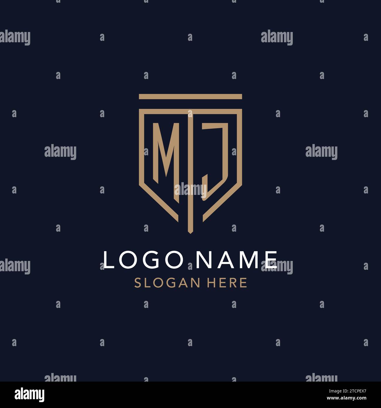 MJ initial logo monogram with simple luxury shield icon design ...