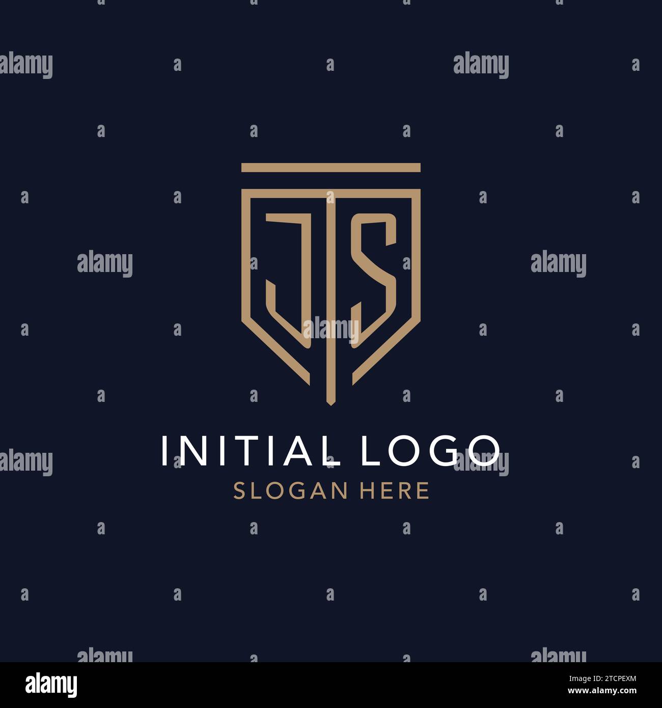 JS initial logo monogram with simple luxury shield icon design ...