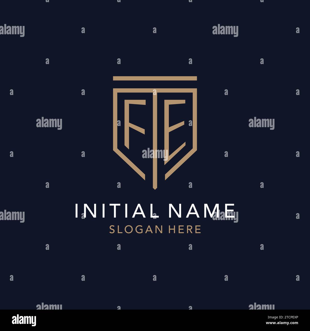 FE initial logo monogram with simple luxury shield icon design ...