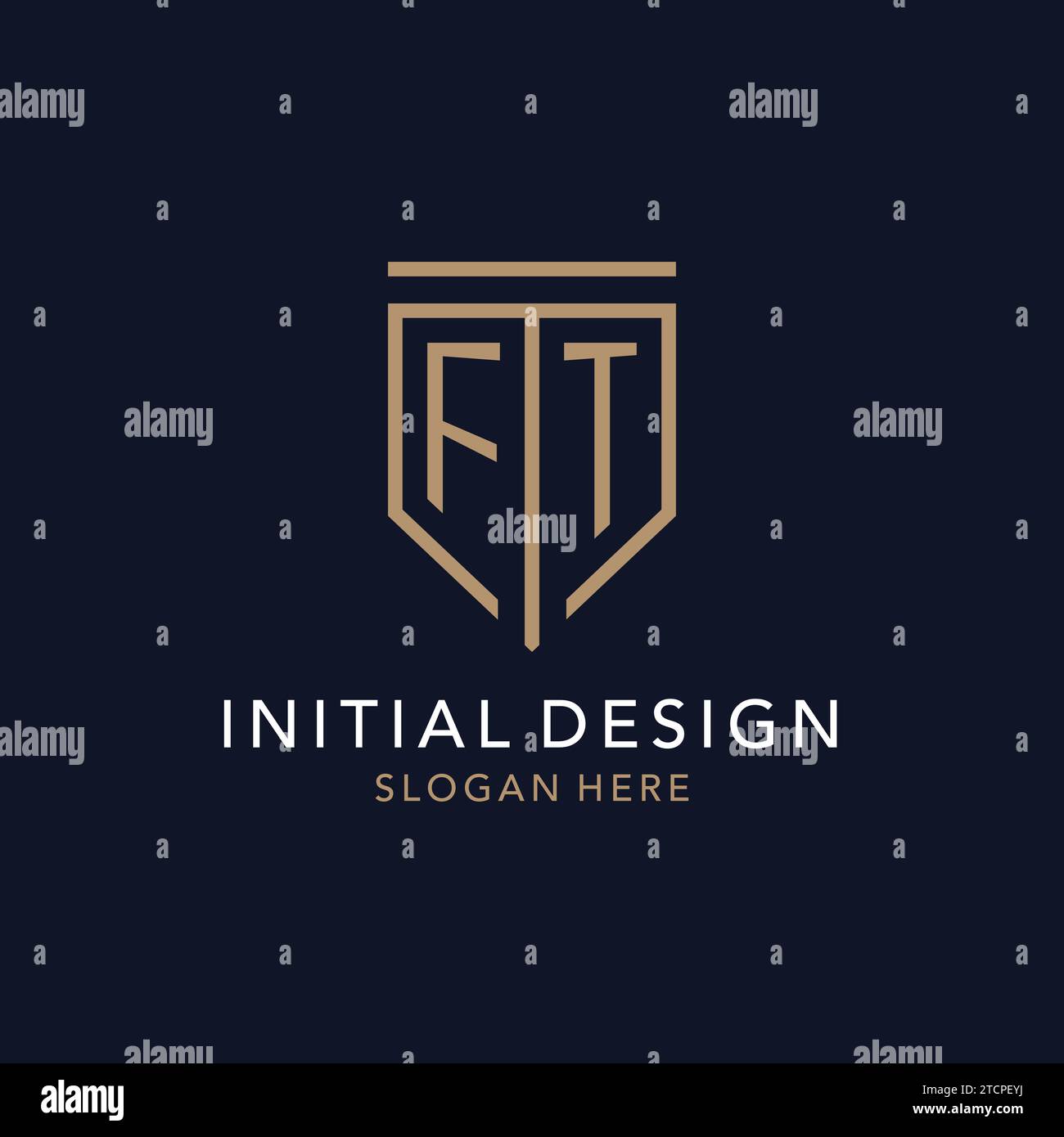 FT initial logo monogram with simple luxury shield icon design ...