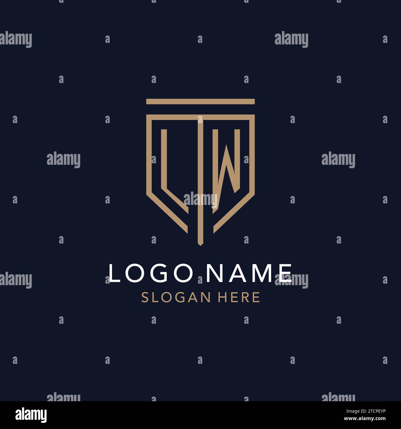 LW initial logo monogram with simple luxury shield icon design ...
