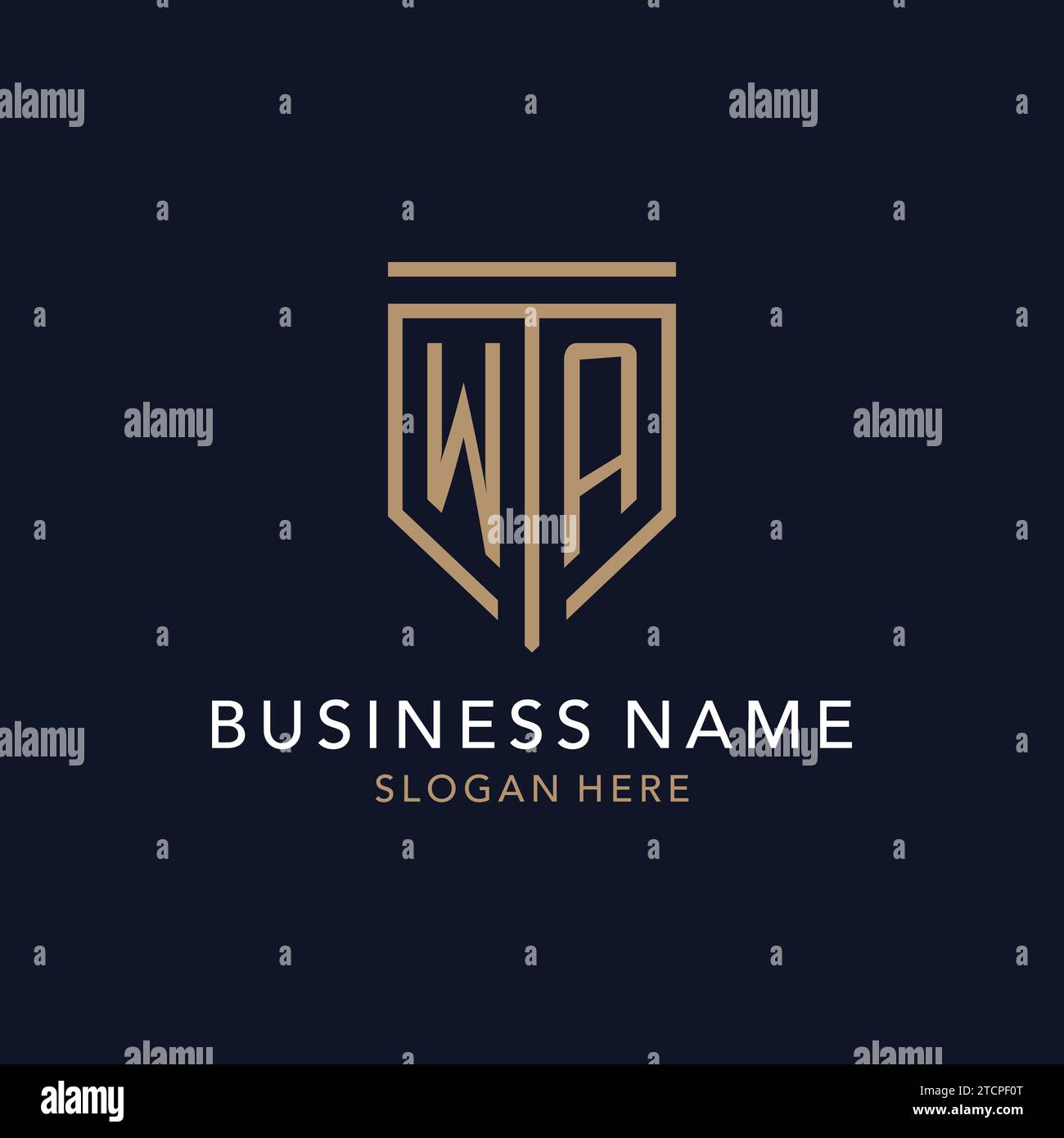 WA initial logo monogram with simple luxury shield icon design ...