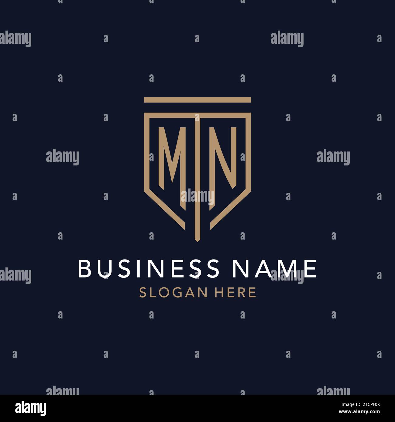 MN initial logo monogram with simple luxury shield icon design ...