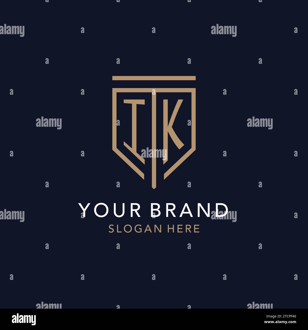 IK initial logo monogram with simple luxury shield icon design ...