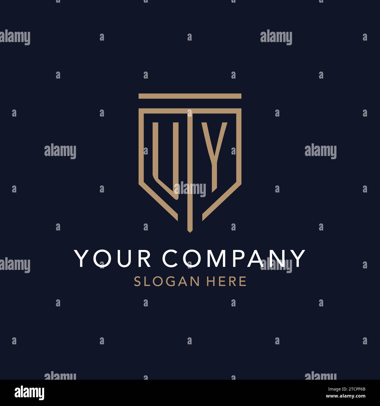 UY initial logo monogram with simple luxury shield icon design ...