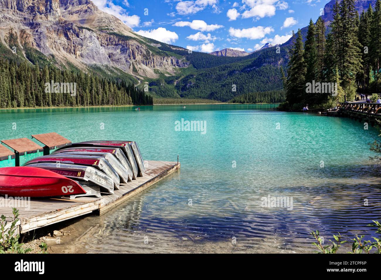Boats on a Dock, Emerald Lake , Yoho National Park, British Columbia ...