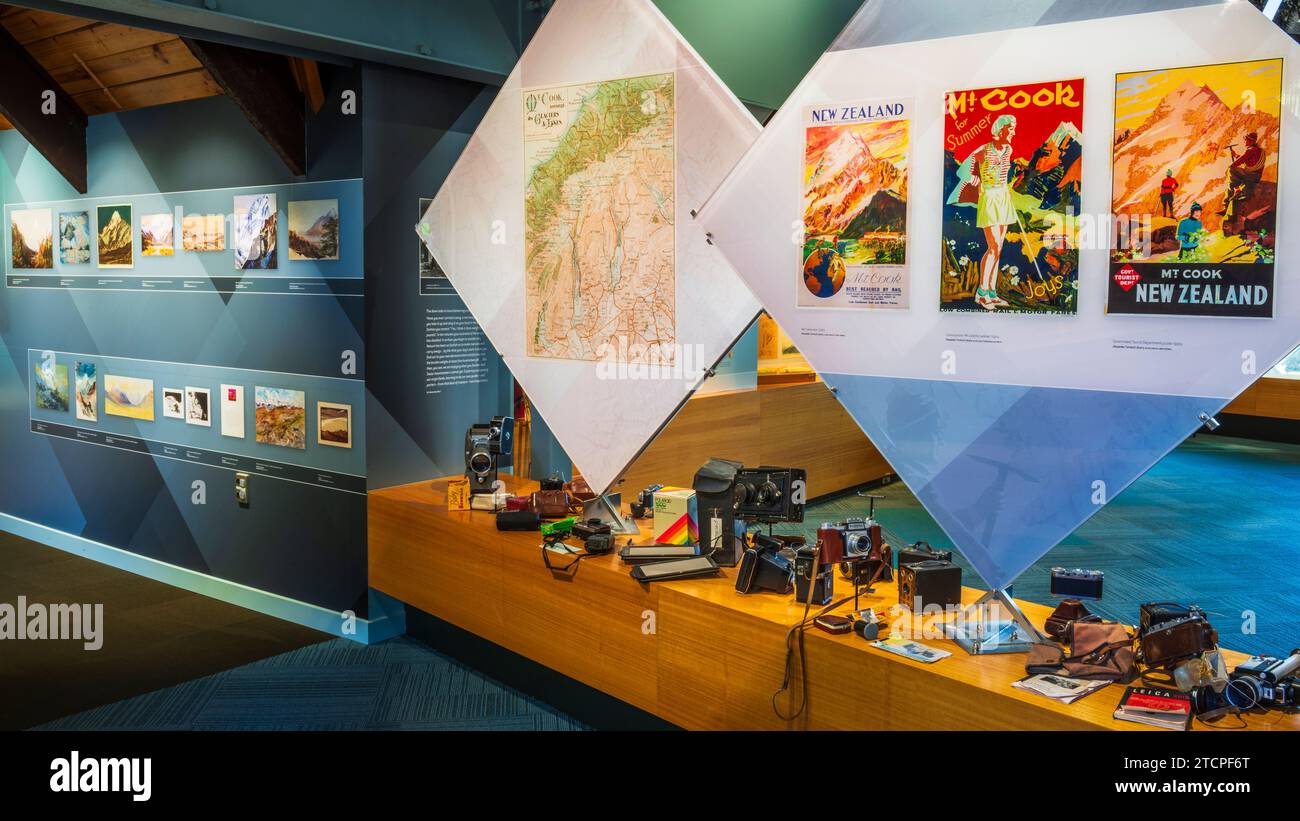 Interpretive display in the visitor center, Aoraki Mount Cook National ...