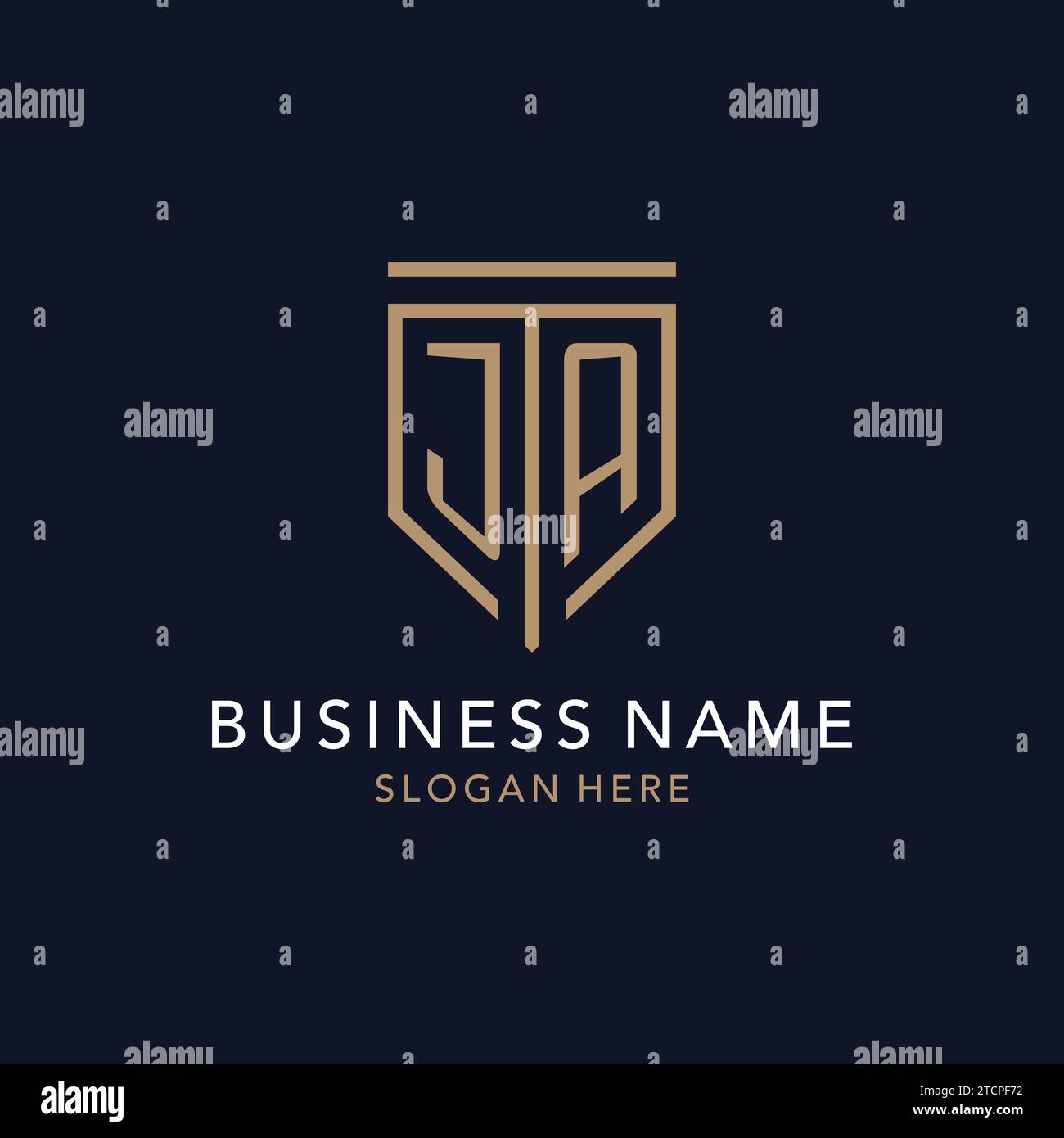 JA initial logo monogram with simple luxury shield icon design ...