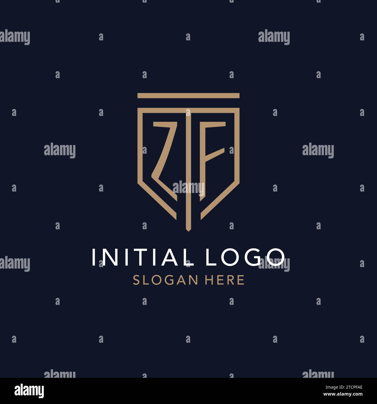 ZF initial logo monogram with simple luxury shield icon design ...