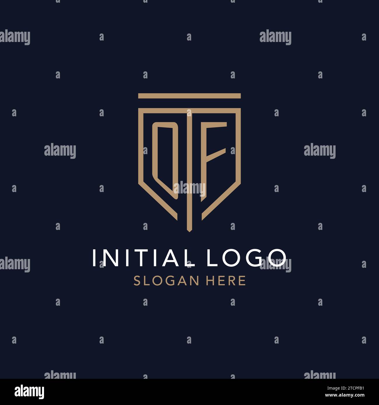 OF initial logo monogram with simple luxury shield icon design ...