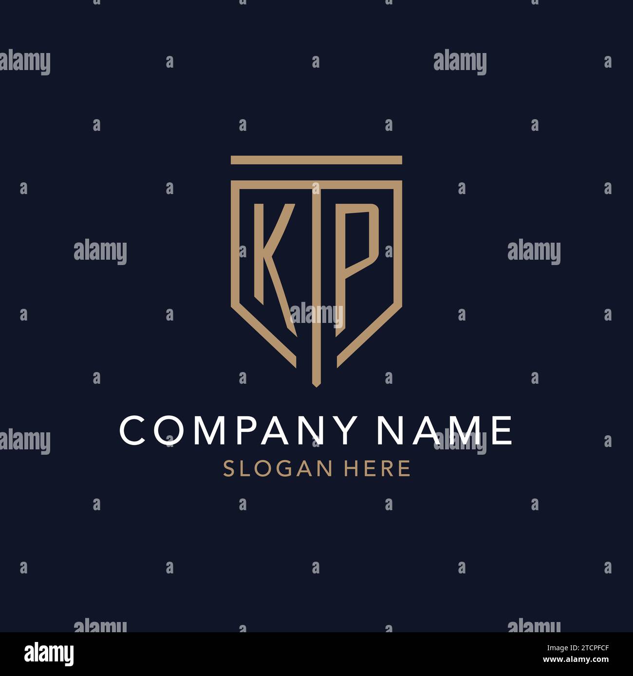KP initial logo monogram with simple luxury shield icon design ...