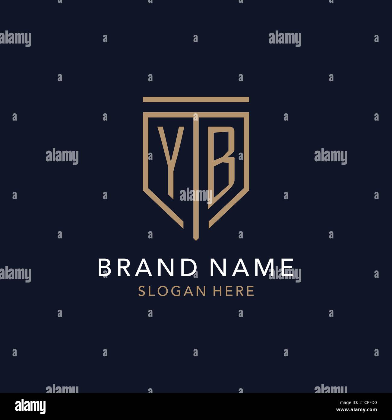 YB initial logo monogram with simple luxury shield icon design ...