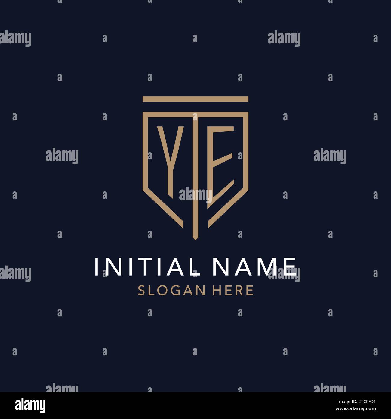 YE initial logo monogram with simple luxury shield icon design ...