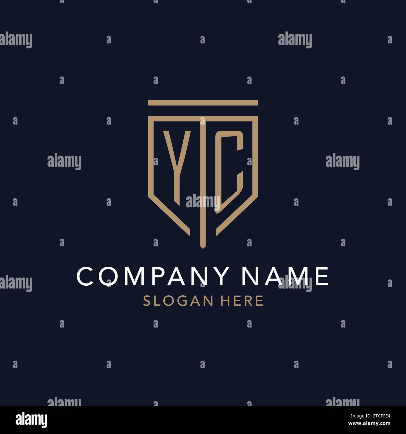 YC initial logo monogram with simple luxury shield icon design ...