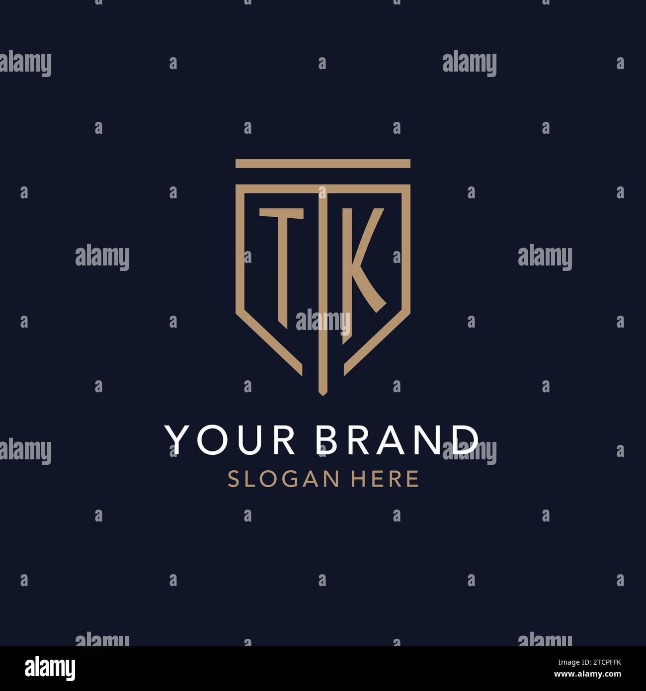 TK initial logo monogram with simple luxury shield icon design ...
